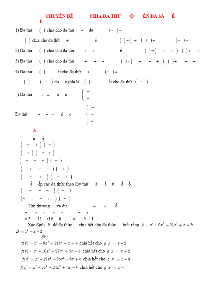 Chuyen de Chia Da Thuc Buoi 1 | PDF