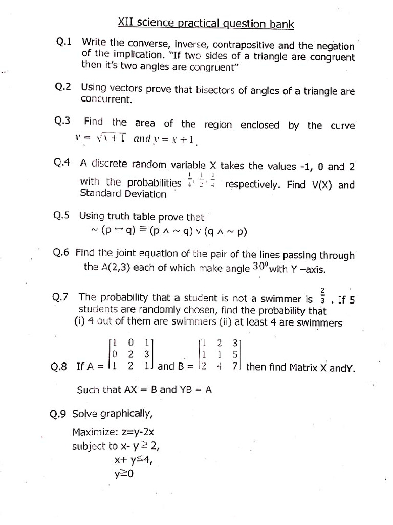 XII Sci Practical Question Bank | PDF