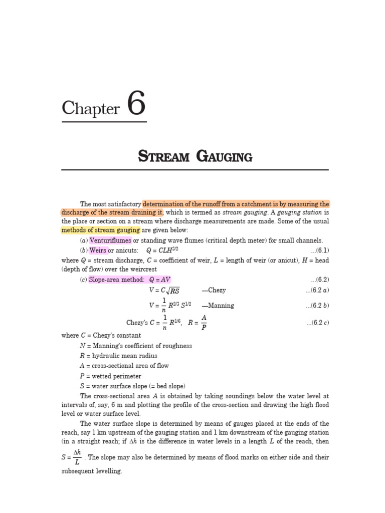 Chapter 6 Stream Gauging | PDF | Discharge (Hydrology) | Earth Sciences