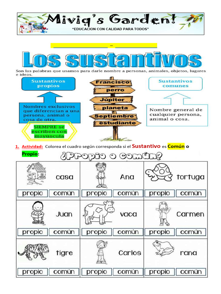 Guía de Aprendizaje: Sustantivos en Español | PDF