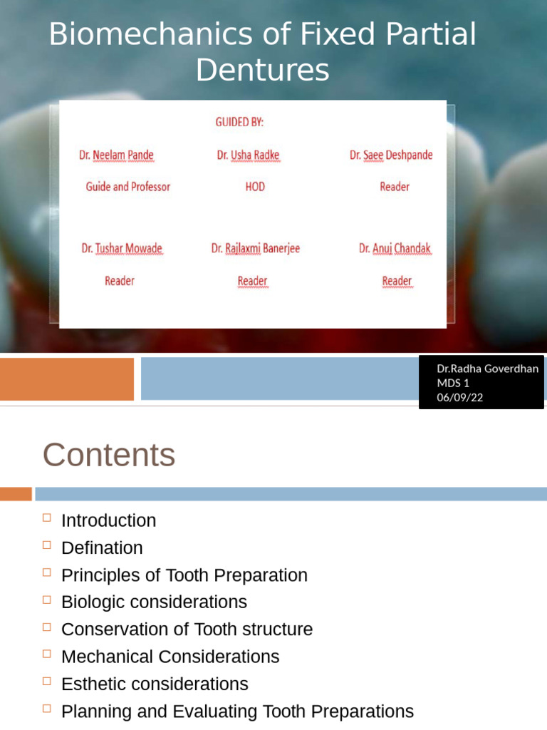 Biomechanics of FPD 1 | PDF | Human Tooth | Periodontology