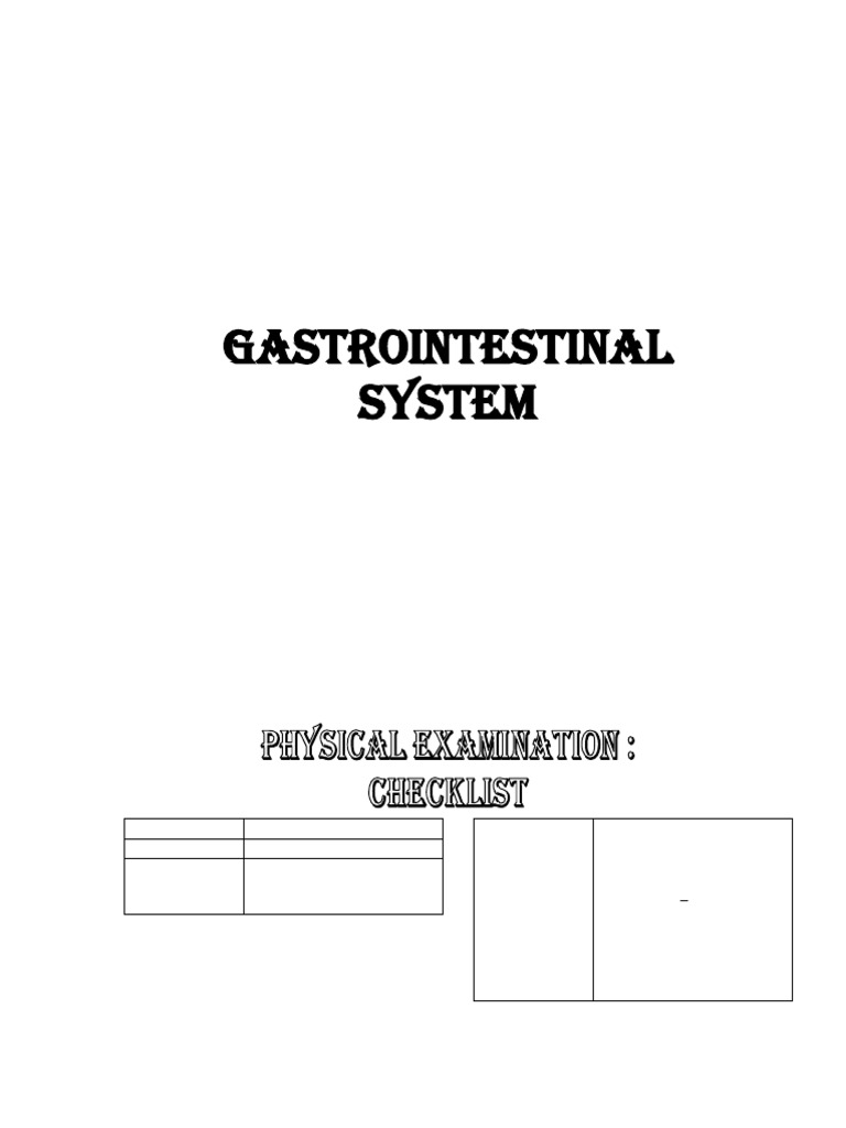 Gastrointestinal Physical Examination Guide | PDF | Vein | Diseases And ...