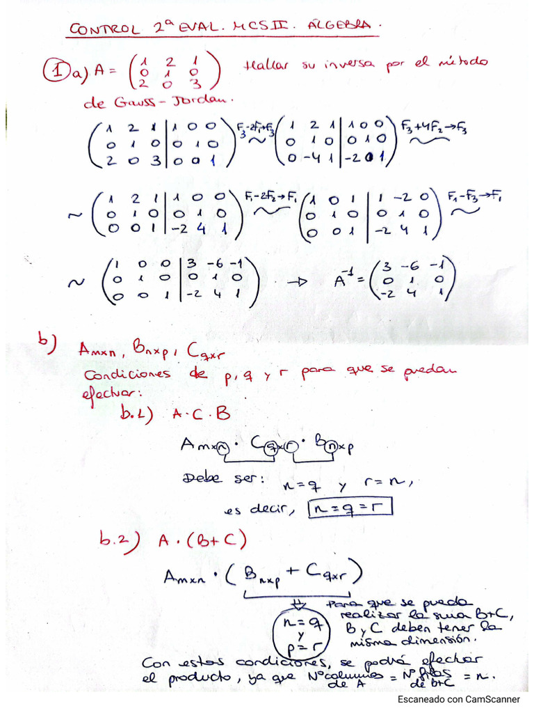 Control Resuelto Ã - Lgebra MCSII | PDF