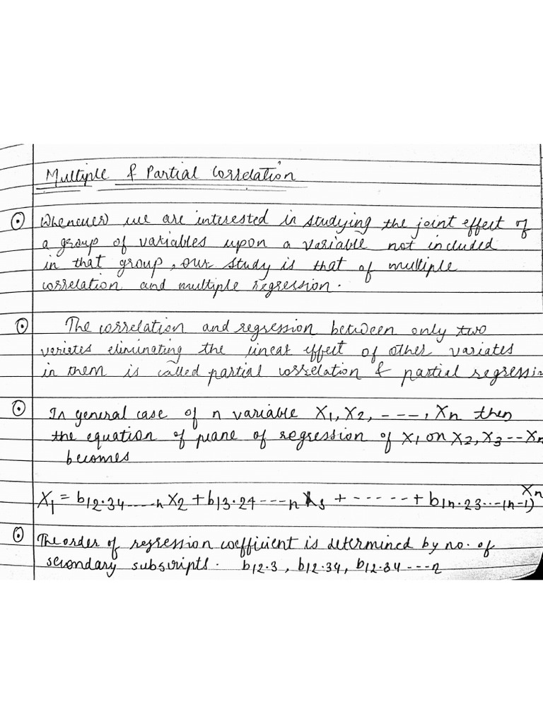 Multiple and Partial Correlation Statistics | PDF