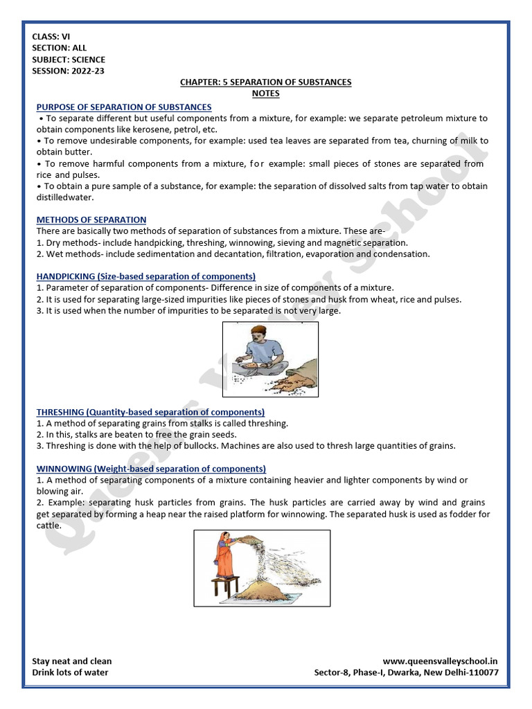 Separation of Substances Methods | PDF | Filtration | Solubility