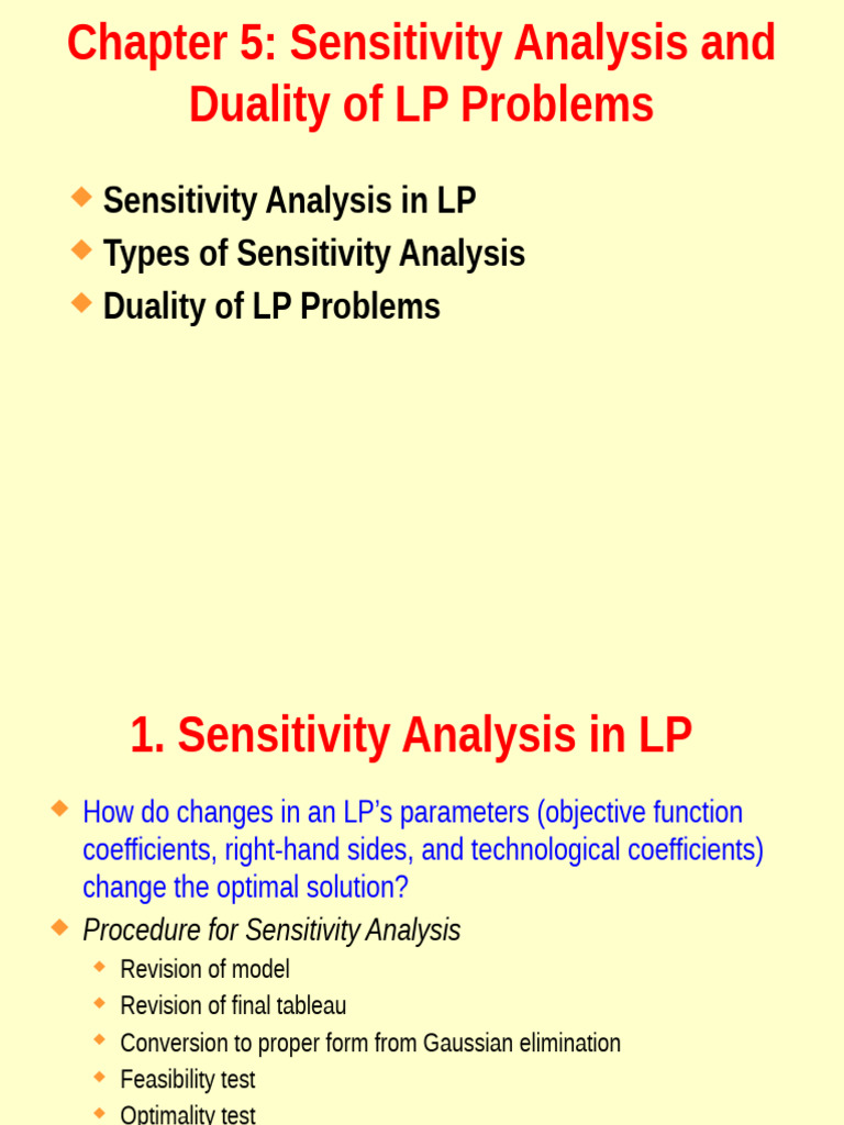 Chapter 5 - Sensitivity Analysis and Dual | PDF | Sensitivity Analysis | Mathematical Optimization