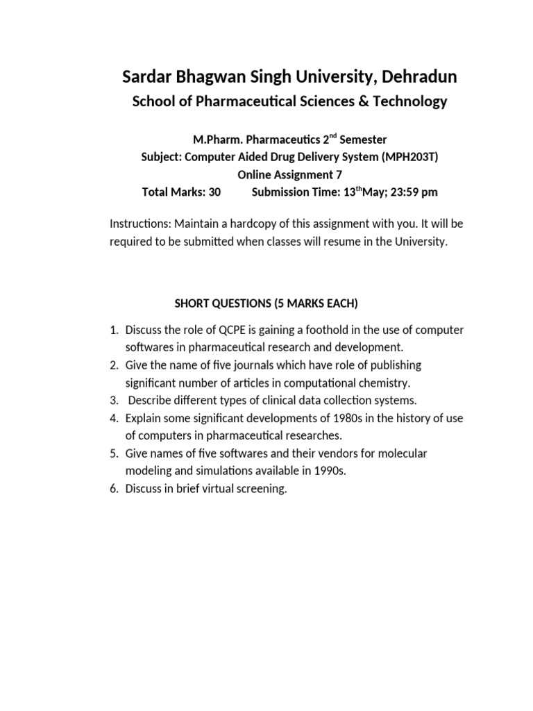 Computer Aided Drug Delivery System | PDF