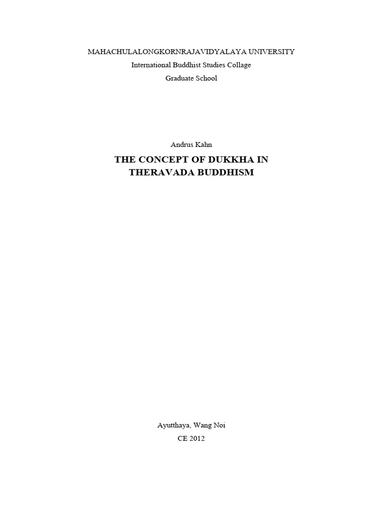 The Concept of Dukkha in Theravada Buddhism | PDF | Moksha | Noble Eightfold Path