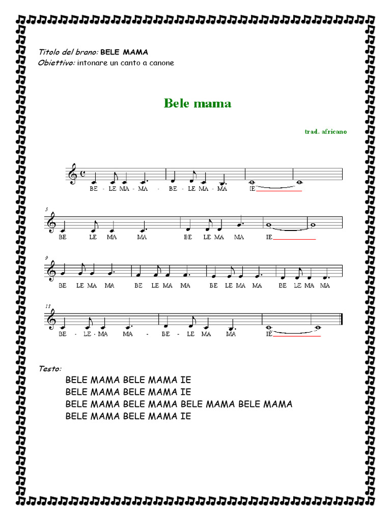 Bele Mama - Spartito e Testo | PDF