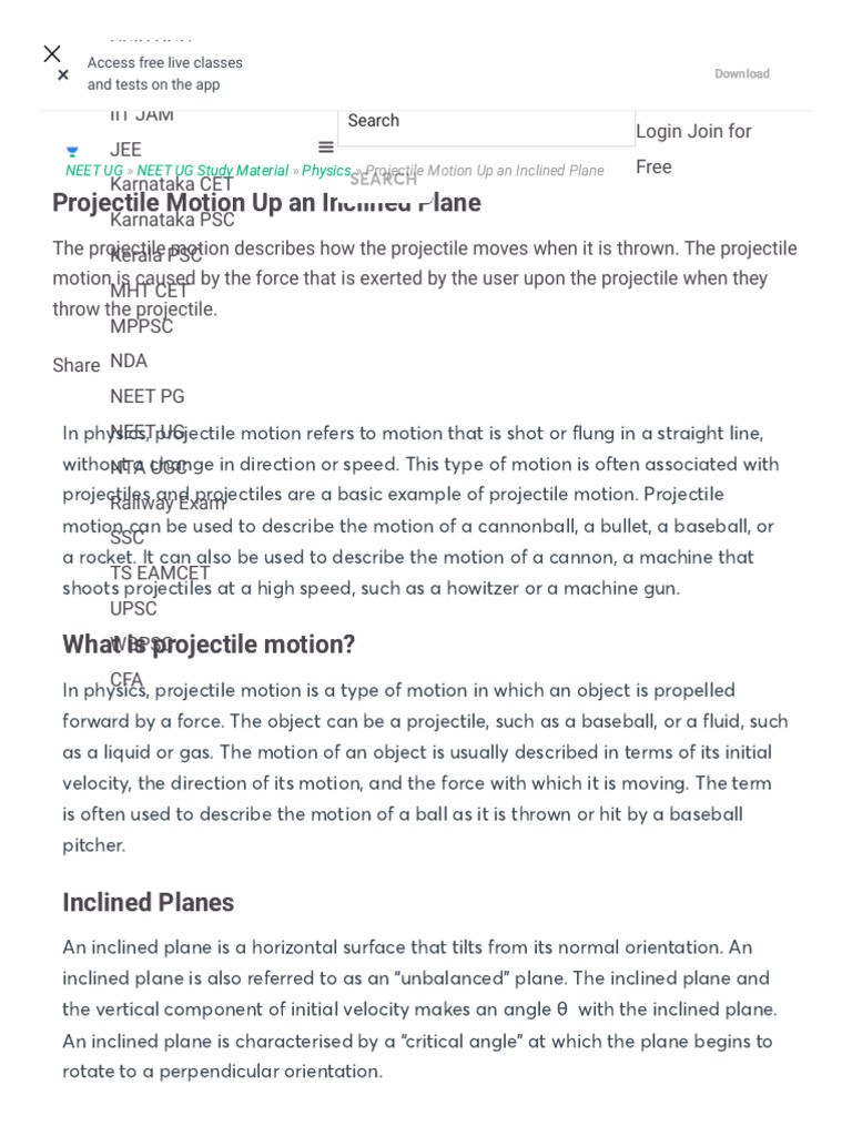An explanation of projectile motion up an inclined plane | PDF | Mechanical Engineering | Mechanics