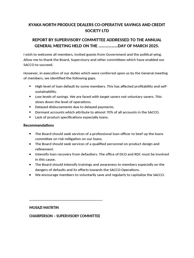 Supervisory Committee Report | PDF