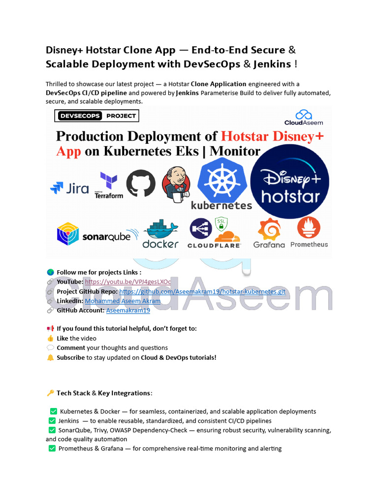 DevSecOps - Disney+ Hotstart App In kubernetes Monitor Doc | PDF ...