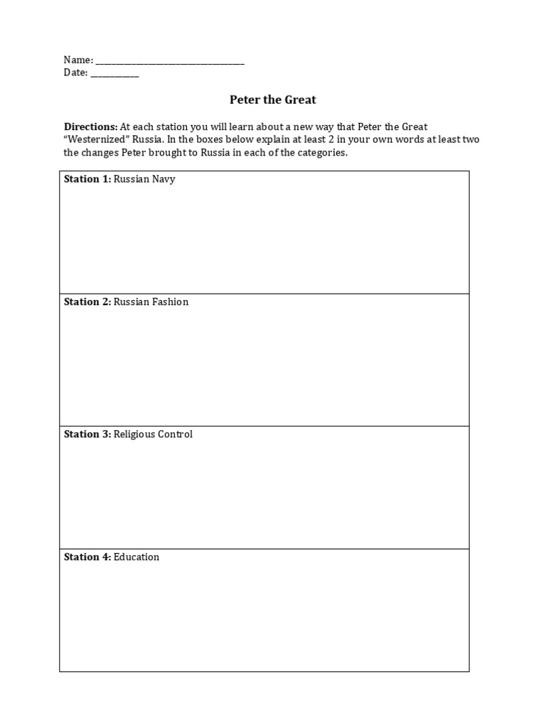 Peter the Great's Westernization of Russia | PDF