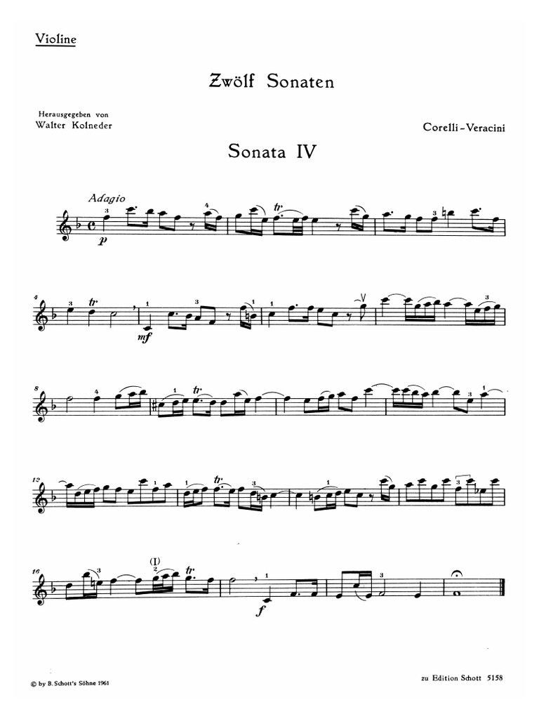Corelli Veracini Violin Sonatas 4-6 | PDF