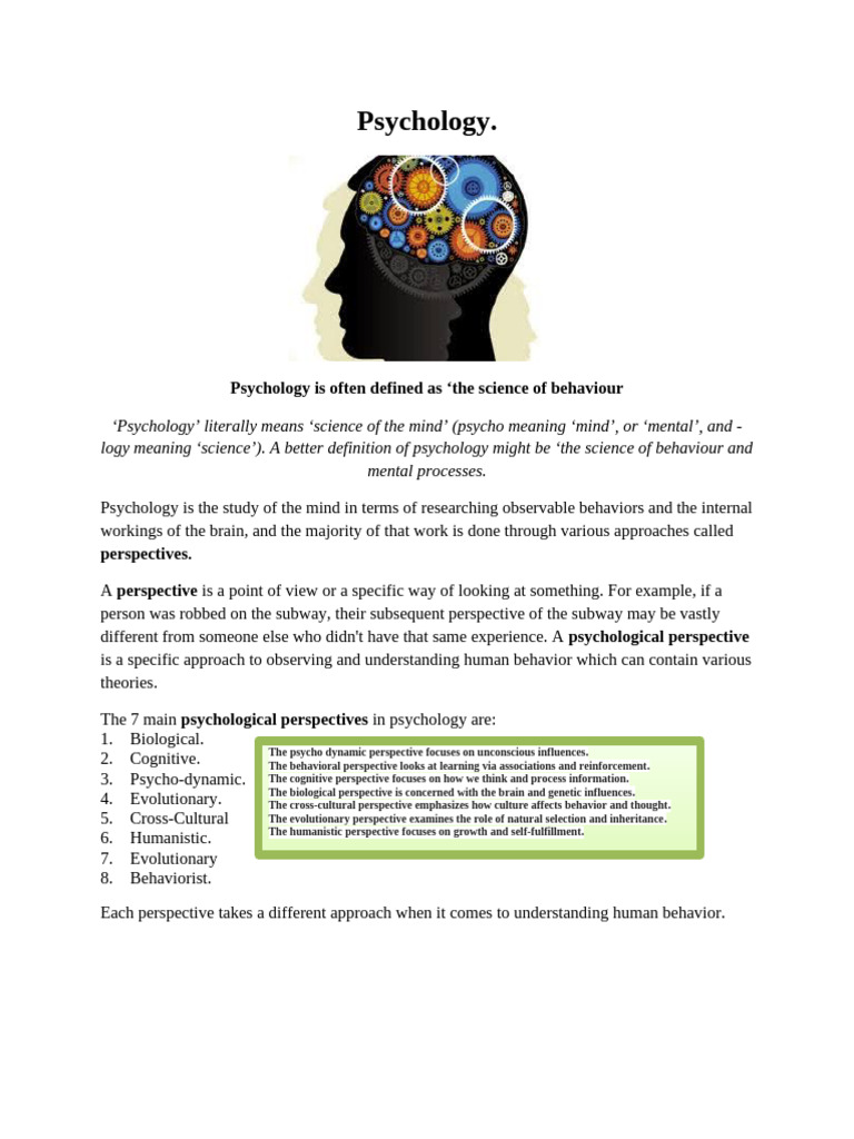 Psychology. chapter 1 | PDF | Behaviorism | Heritability