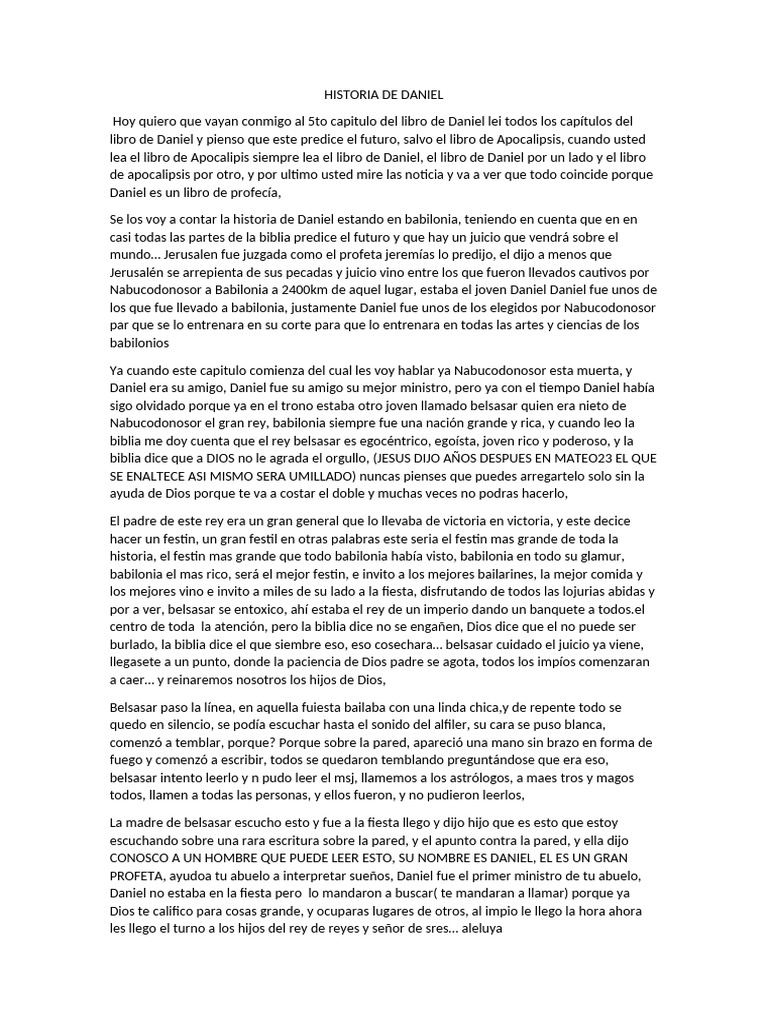 Historia de Daniel 2 | PDF | Daniel (figura bíblica) | Libro de daniel