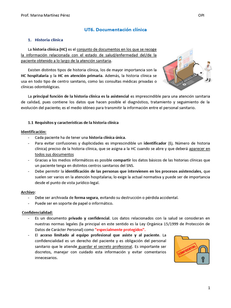 Aputnes UT6. Documentación Clínica | PDF | Historial médico | Registro Electrónico de Salud