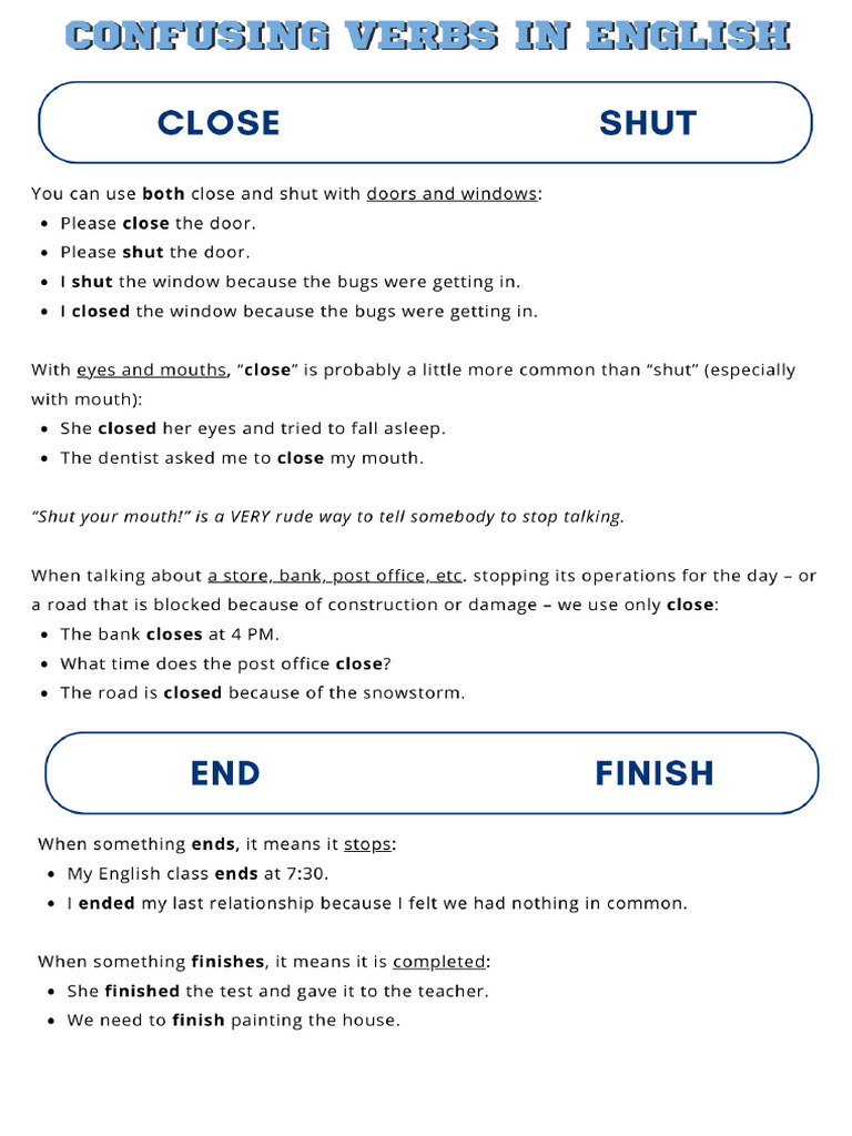 Confusing Verbs | PDF