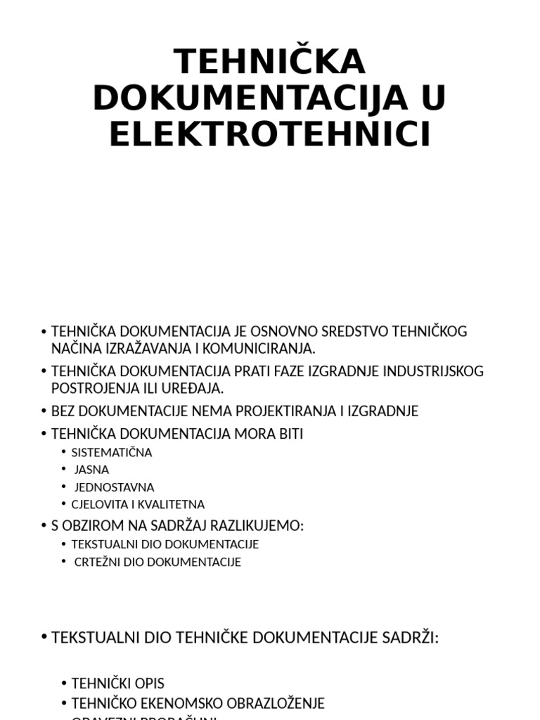 Tehnička Dokumentacija U Elektrotehnici | PDF