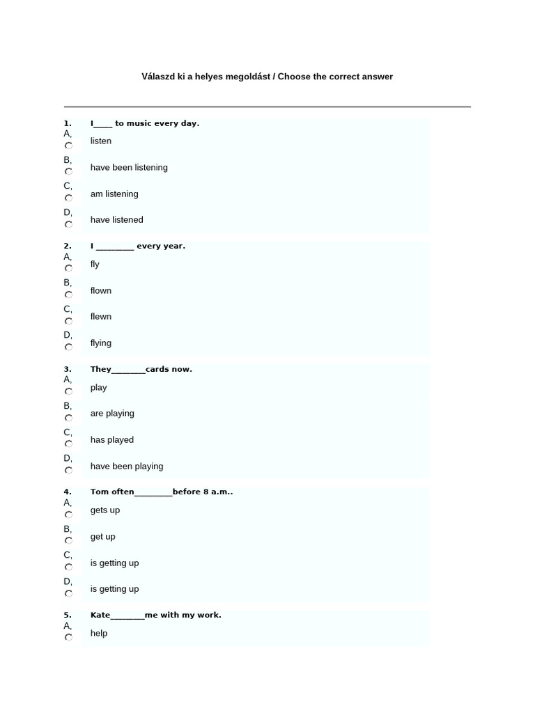 English Grammar Exercise Answers | PDF