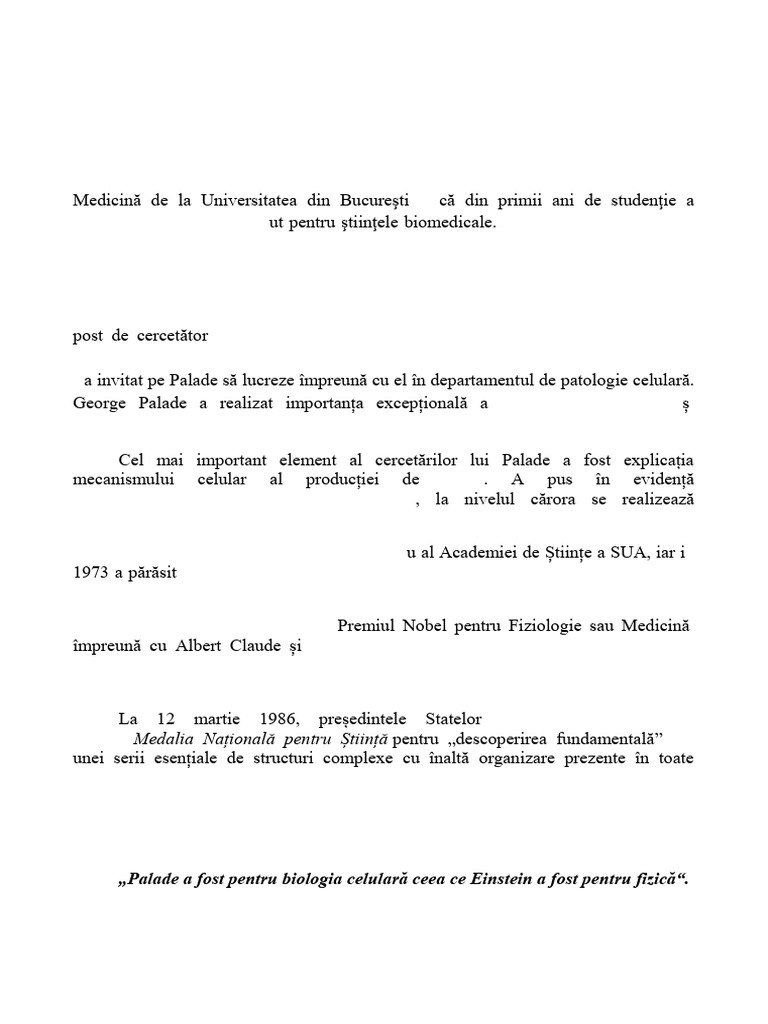 George Emil Palade | PDF | Biology | Biochemistry