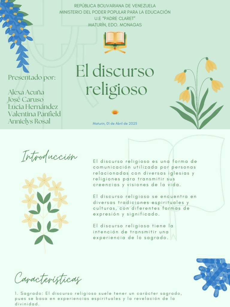 Características del Discurso Religioso | PDF | Divinidad | Oración