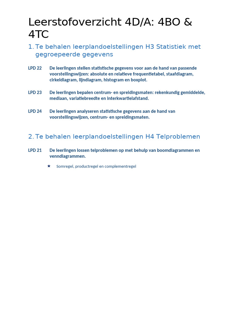 Leerstofoverzicht Pasen 25 4 DA | PDF
