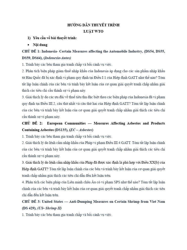 Huong Dan Thuyet Trinh Luat Wto | PDF
