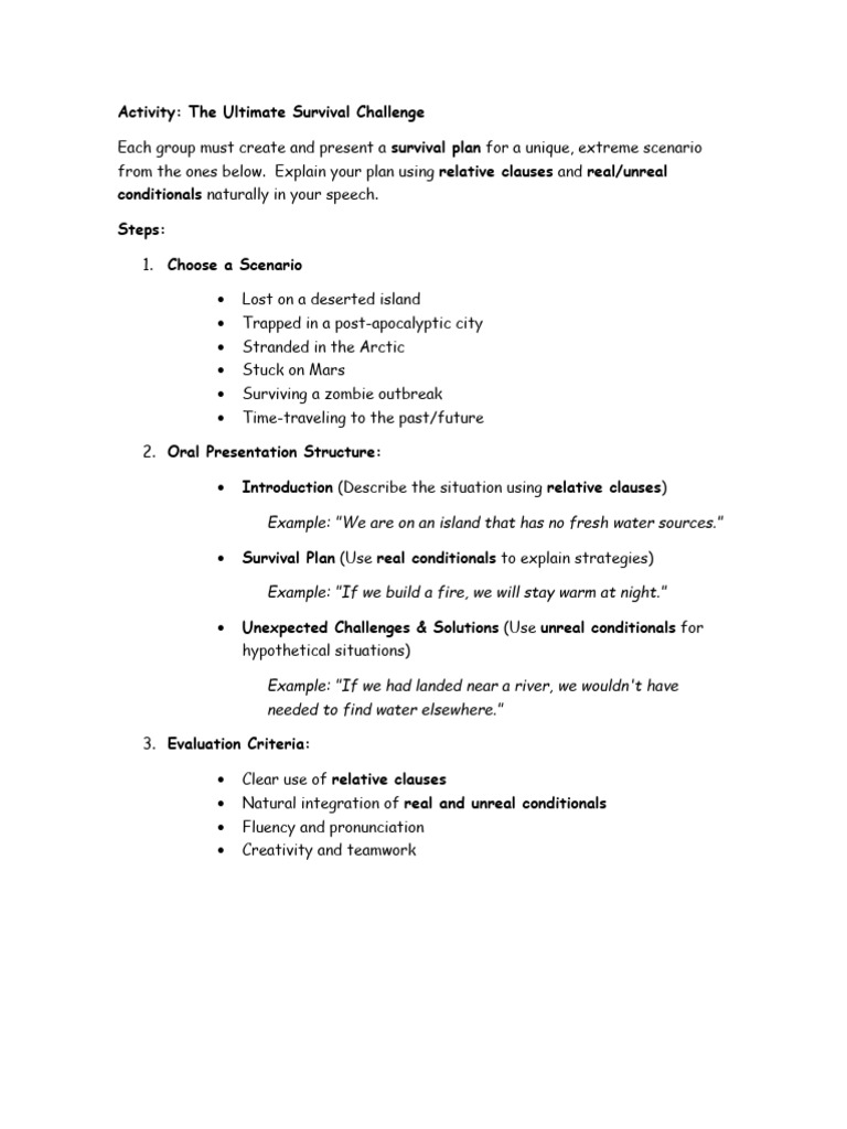 Relative clauses and conditionals assessment. | PDF