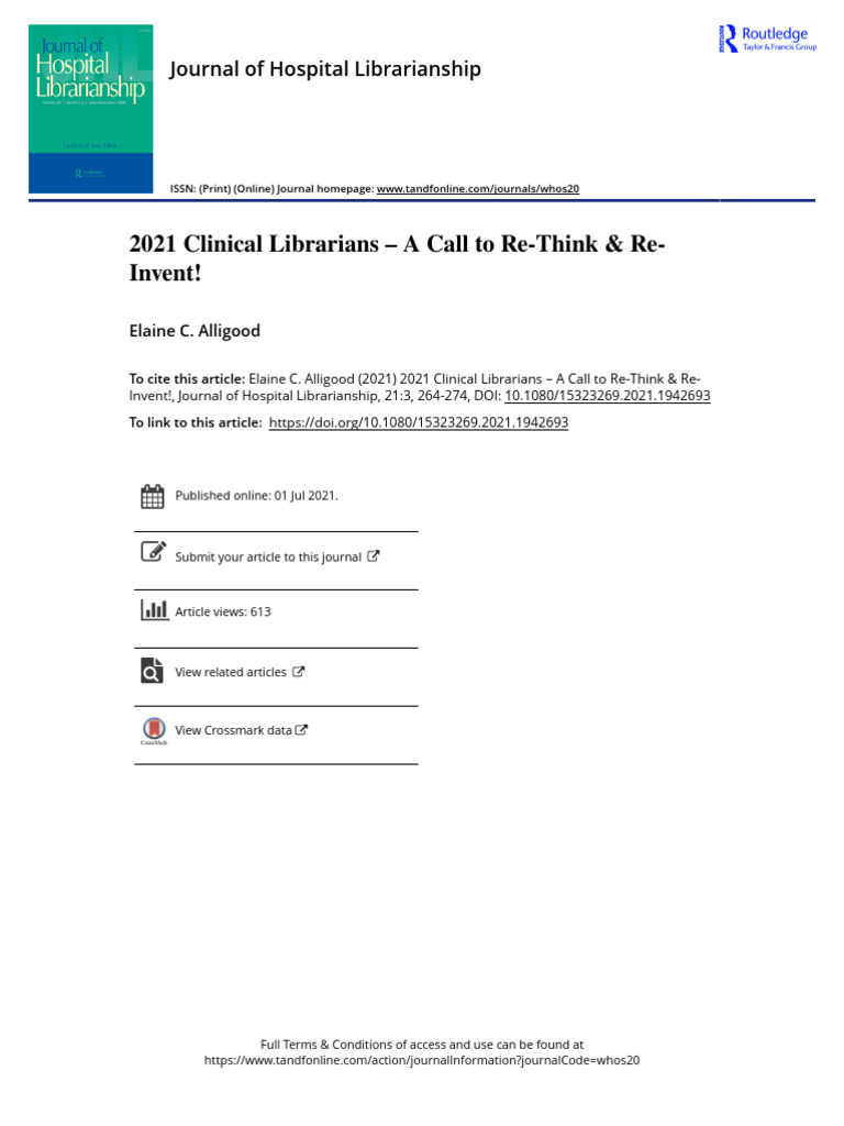 2021 Clinical Librarians - A Call To Re-Think & Re-Invent! | PDF ...