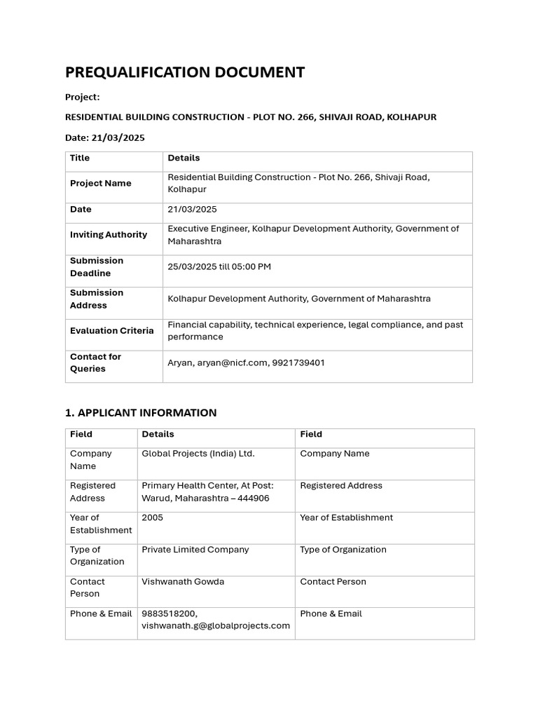 Prequalification Document - GroupB | PDF