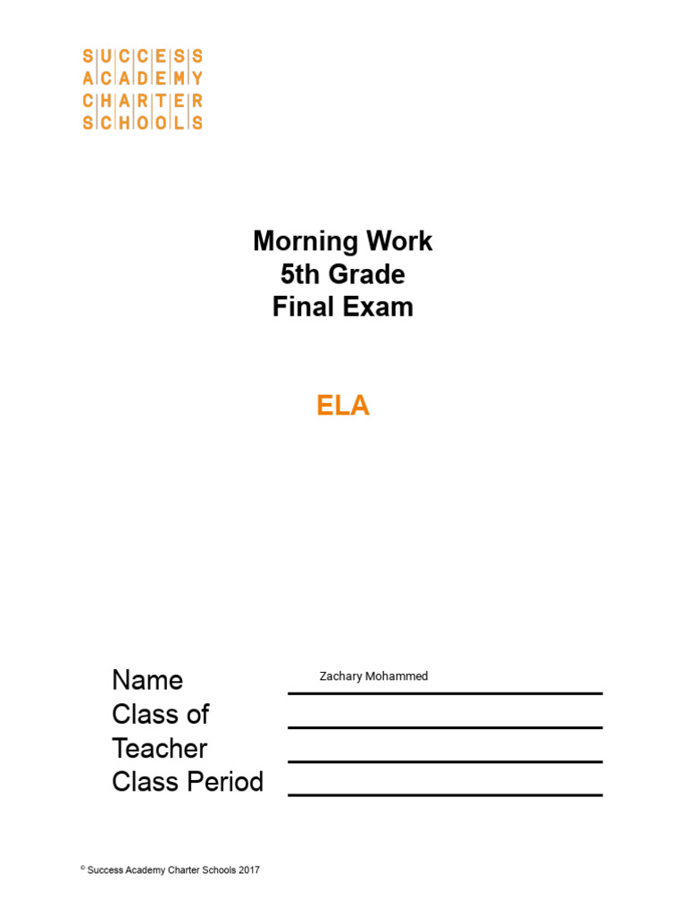 5th Grade ELA Final Exam Guide | PDF