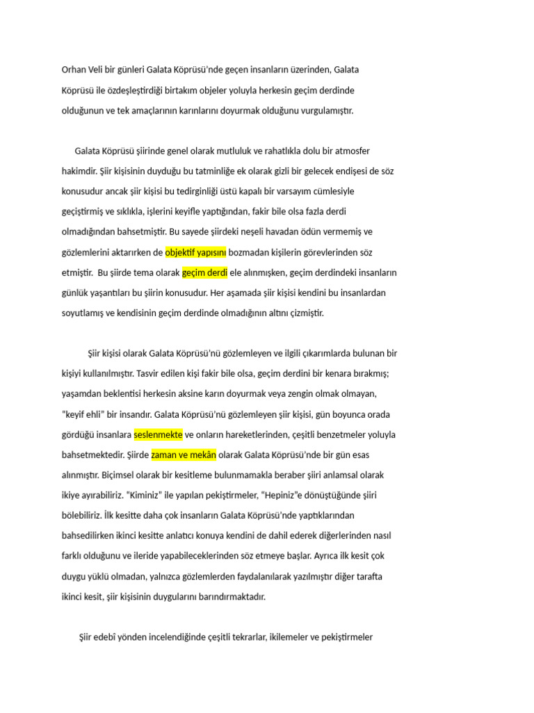 Galata Köprüsü Analiz | PDF