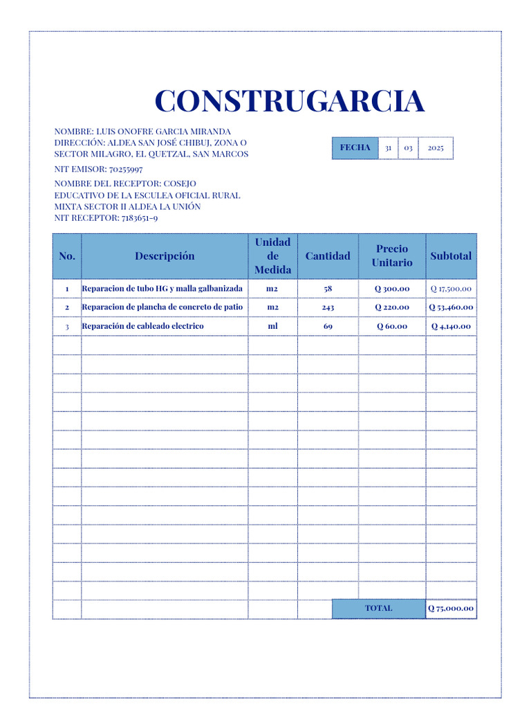 Factura Comercial Simple Con Logo Azul y Blanco | PDF