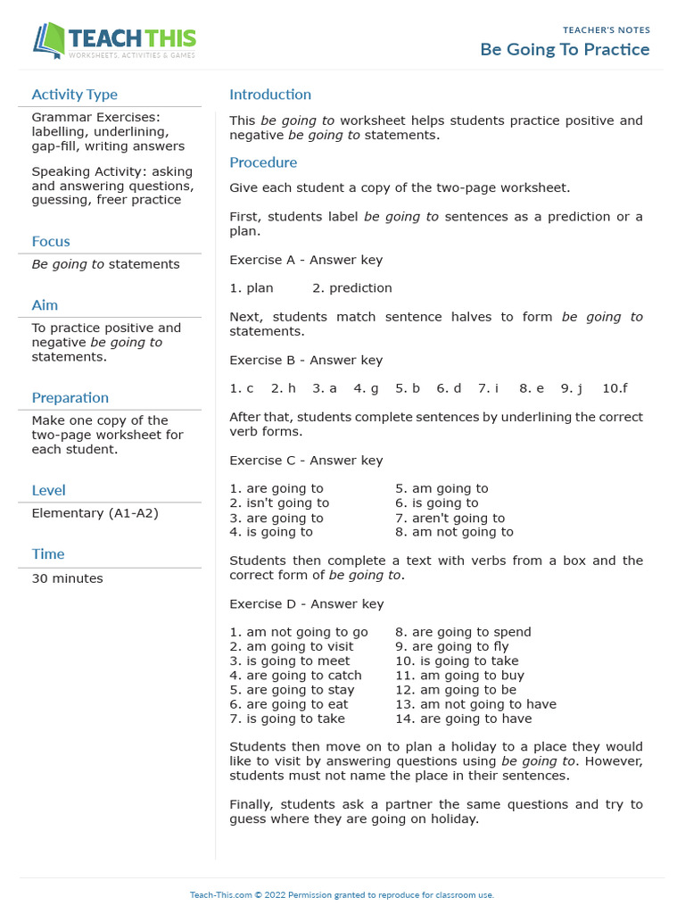 Be Going To Practice Unlocked | PDF | Grammar | Linguistics