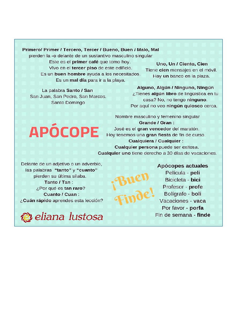 Apócope ejemplos | PDF