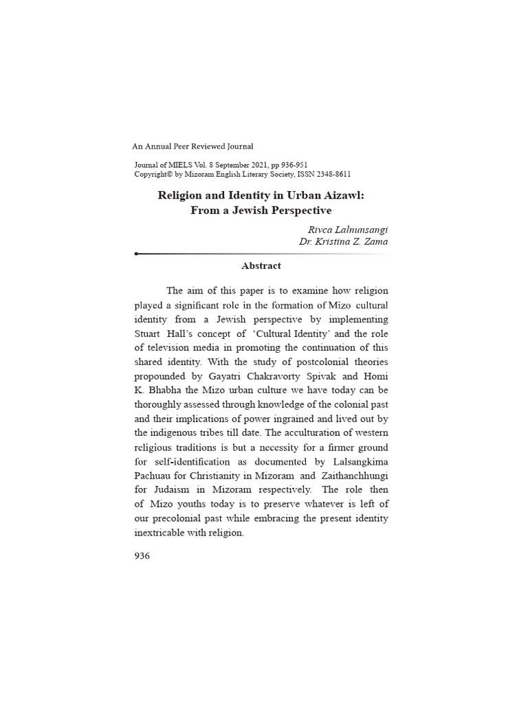 Religion and Identity in Urban Aizawl | PDF