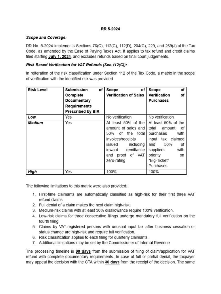 RMC 5-2024 and RMC 38-2024 | PDF | Taxes | Tax Refund