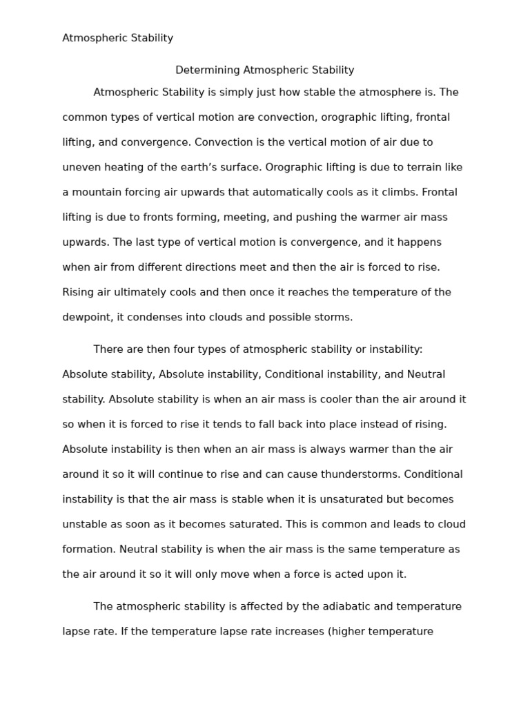 Determining Atmospheric Stability | PDF