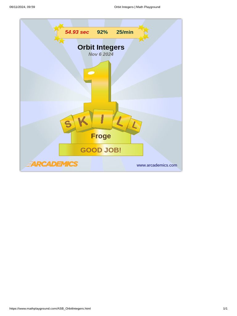 Orbit Integers - Math Playground | PDF