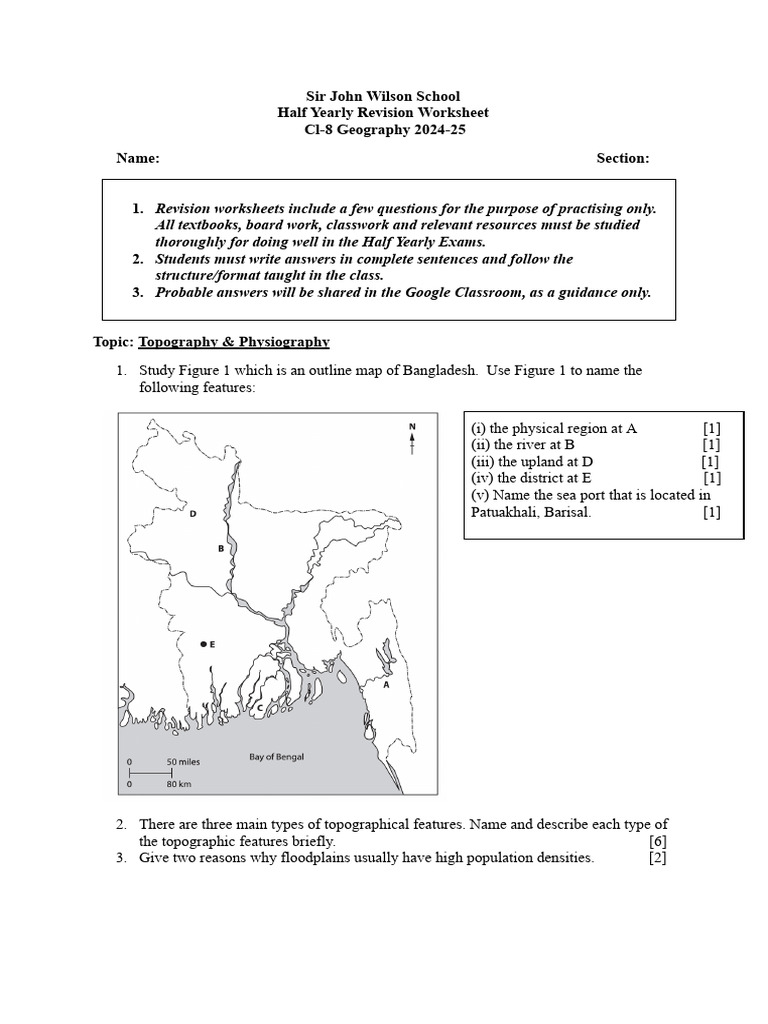 Cl-8 Geography Revision Worksheet 2024-25 | PDF | Rain | Glacier