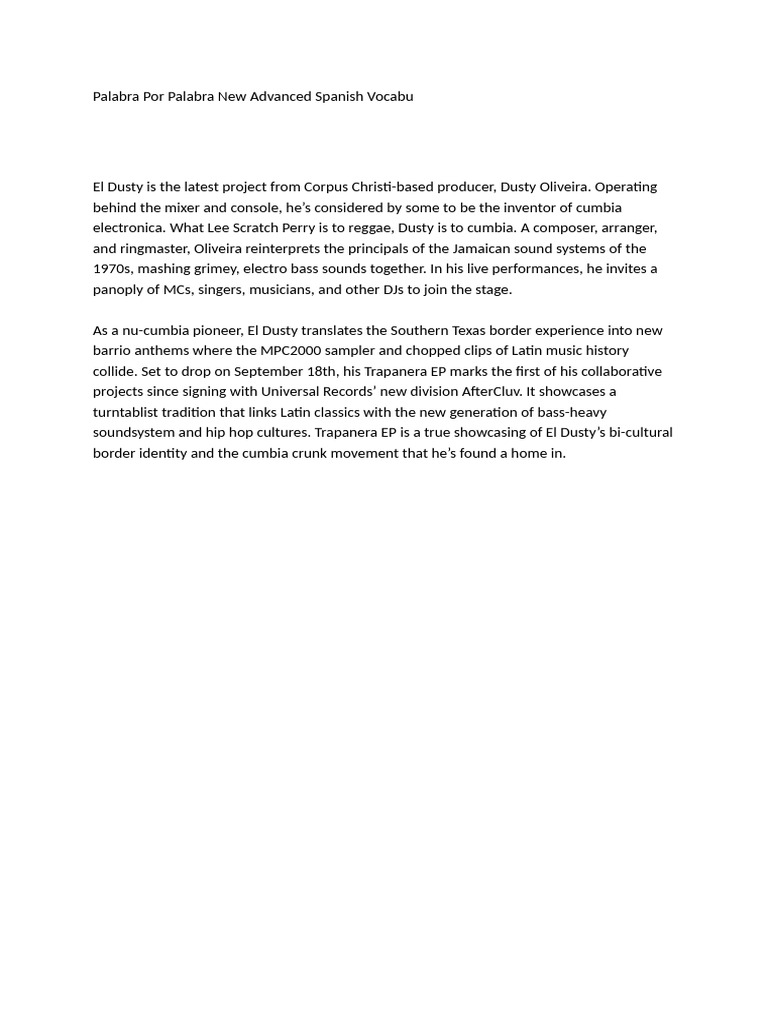 Palabra Por Palabra New Advanced Spanish Vocabu | PDF