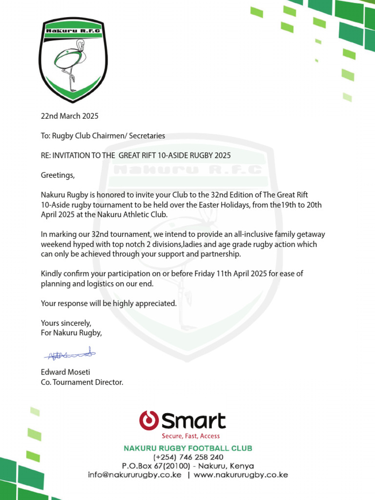 The Great Rift 10-Aside 2025 Invitation Letter | PDF