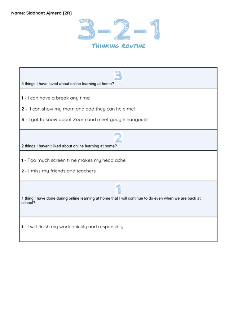 3-2-1 Coming Back To School | PDF