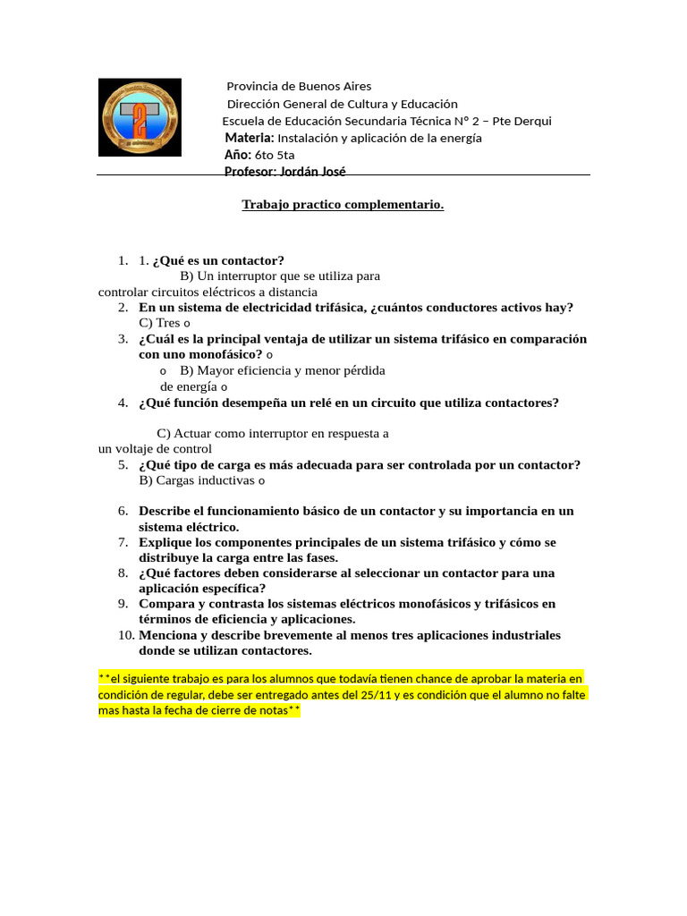 Trabajo Practico Complementario | PDF | Corriente eléctrica | Corriente alterna