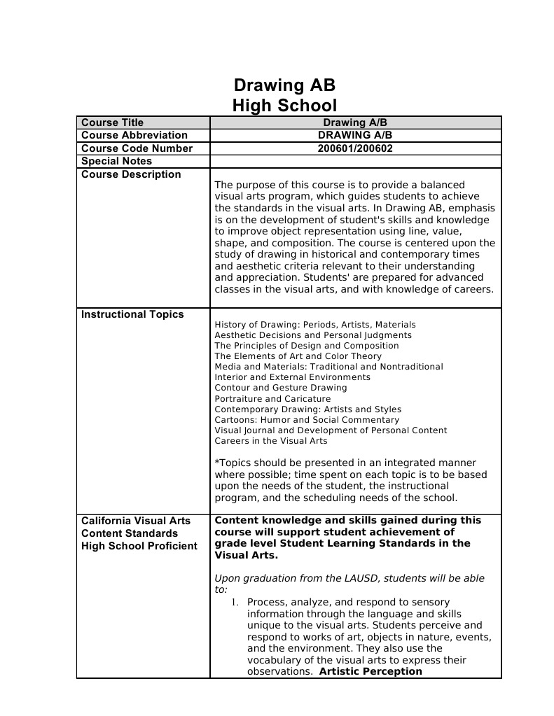 Drawing AB: Course Overview and Goals | PDF | Aesthetics | Perception