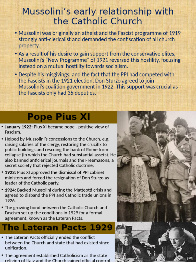 Mussolini’s early relationship with the Catholic Church | PDF | Benito ...