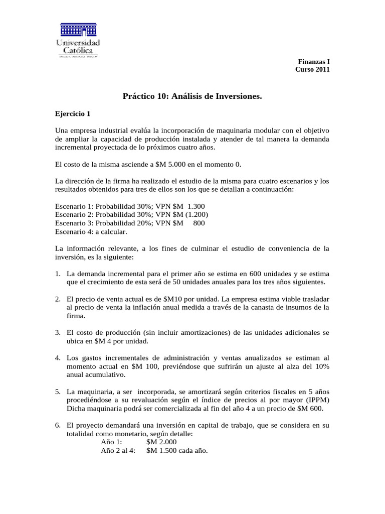 Practico 10 Analisis de Inversiones | PDF | Inversiones | Inflación