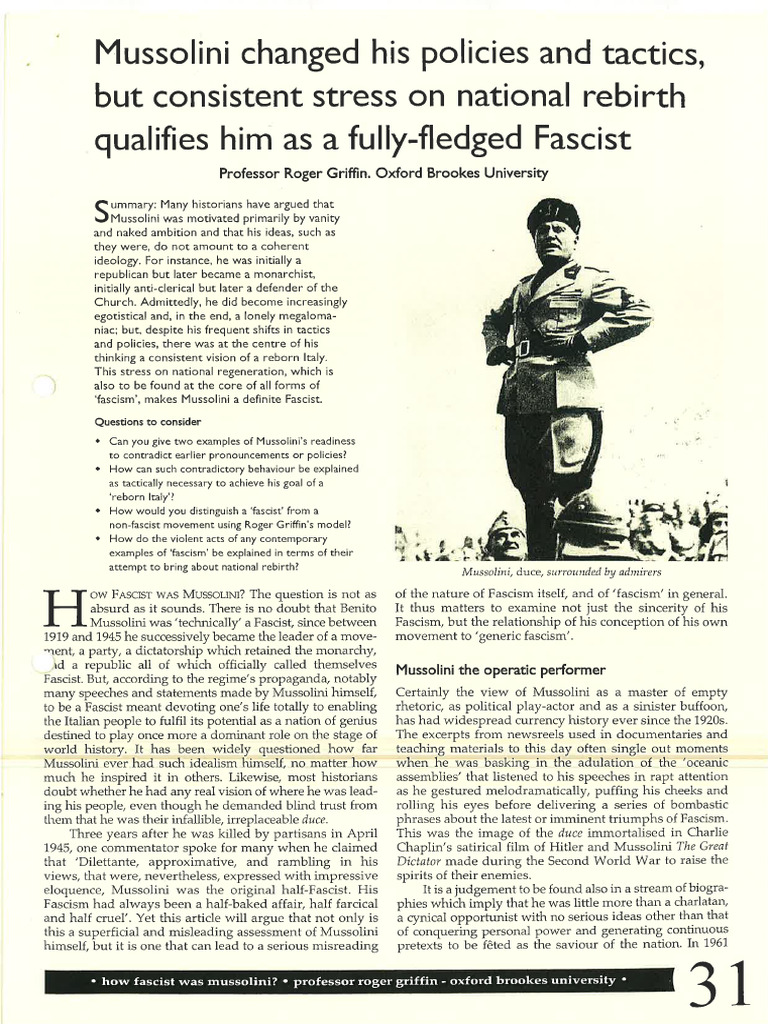 Mussolini's Ideology | PDF
