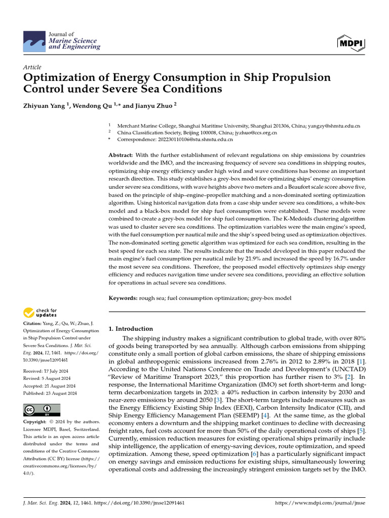 Optimization of Energy Consumption in Ship Propuls | PDF | Ships | Waves